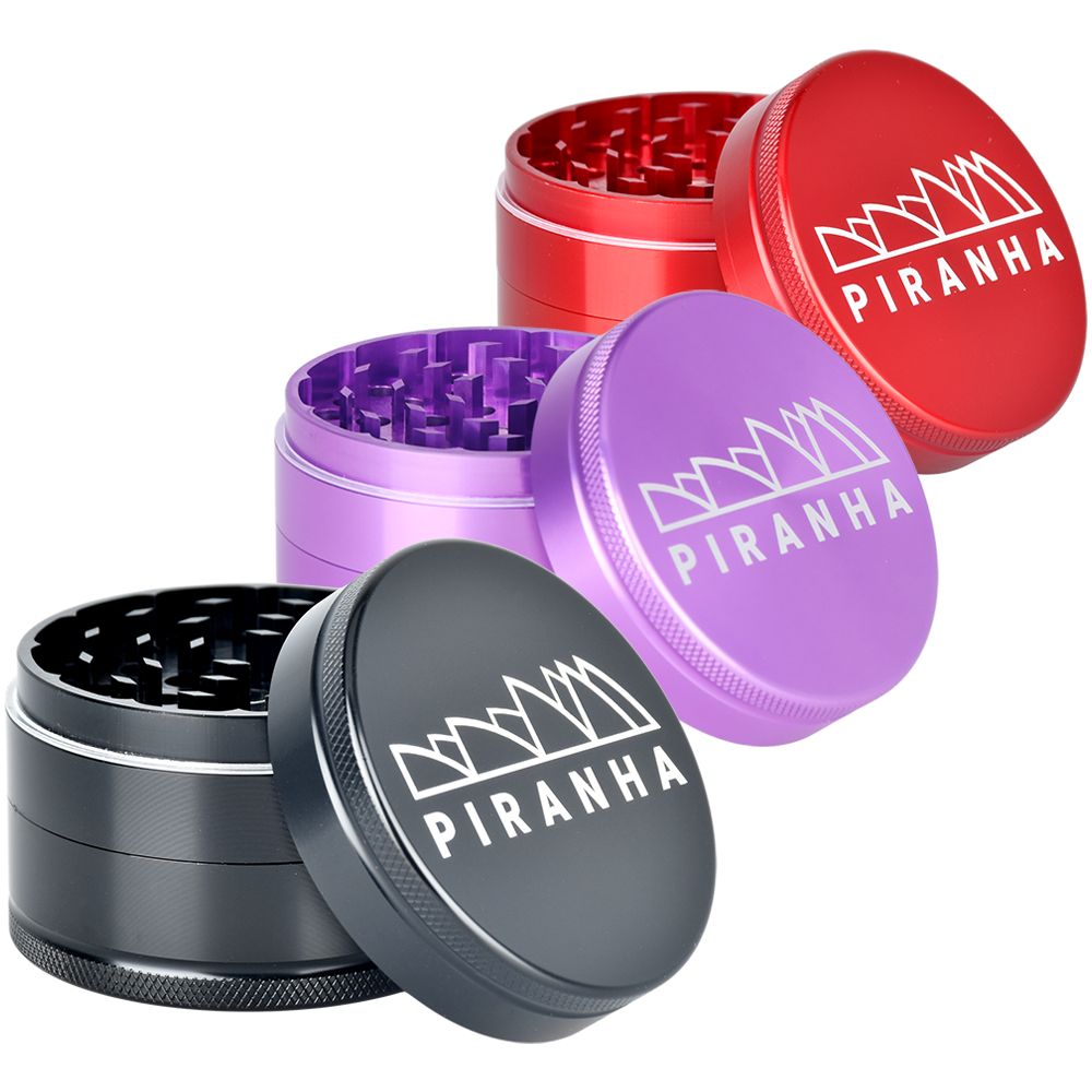 Piranha Grind-and-Store 3-pc Grinder - 2.5" Aluminum Herb Grinder ...